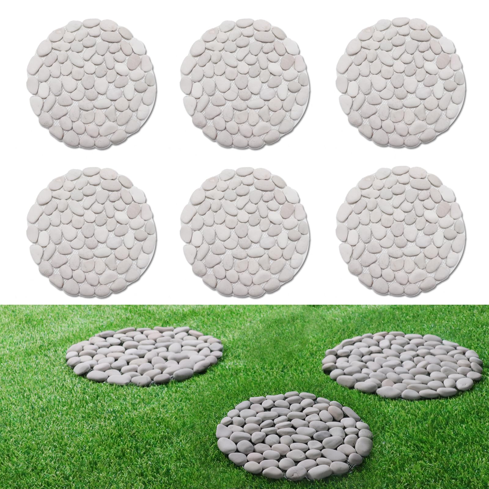 12 inch River Rock Stepping Stone - Pavers for Outdoor Garden Walkway ...
